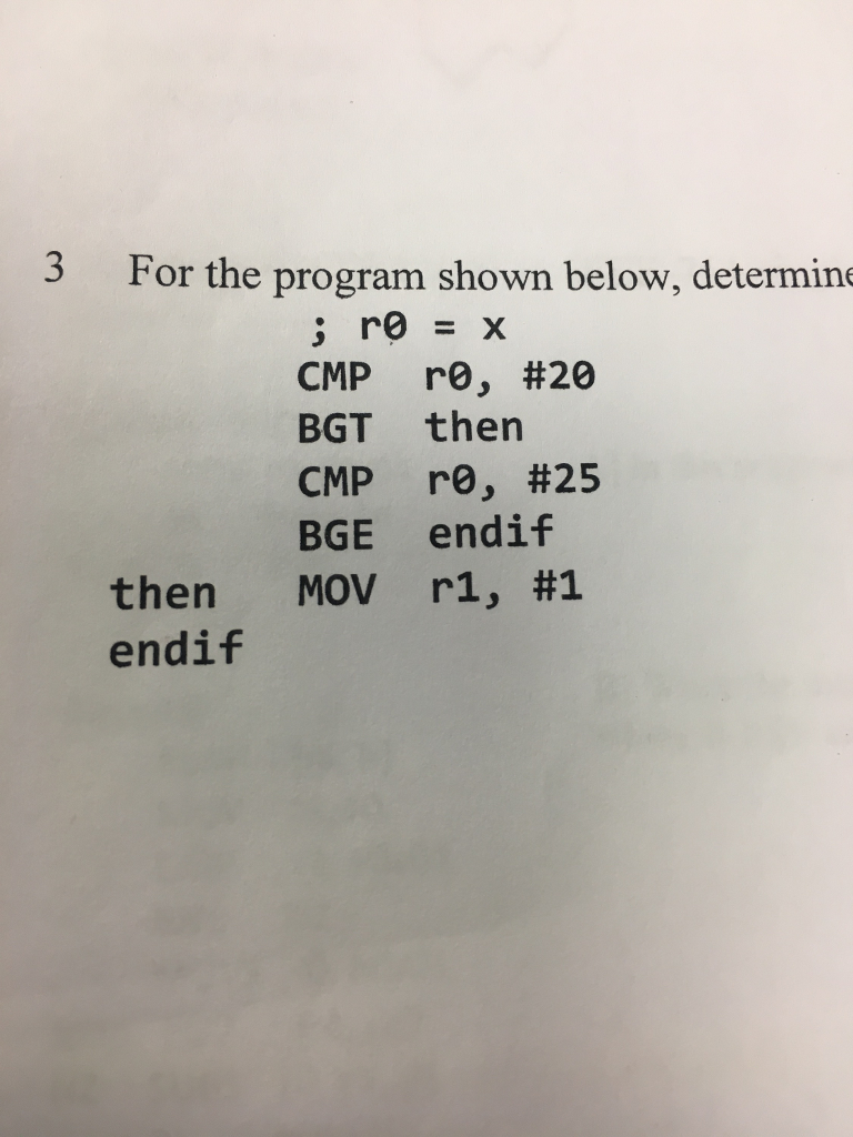 Solved For the program shown below, determine the | Chegg.com