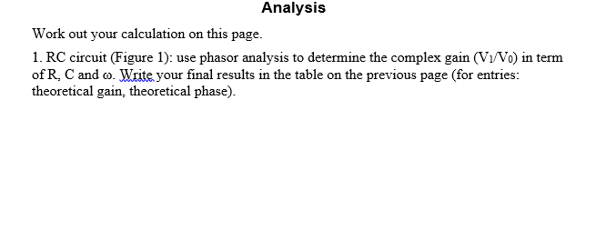 Solved Analysis Work out your calculation on this page. 1. | Chegg.com