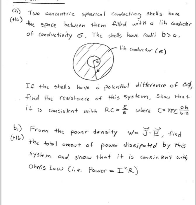 Solved Two concentric spherical conducting shells have the | Chegg.com