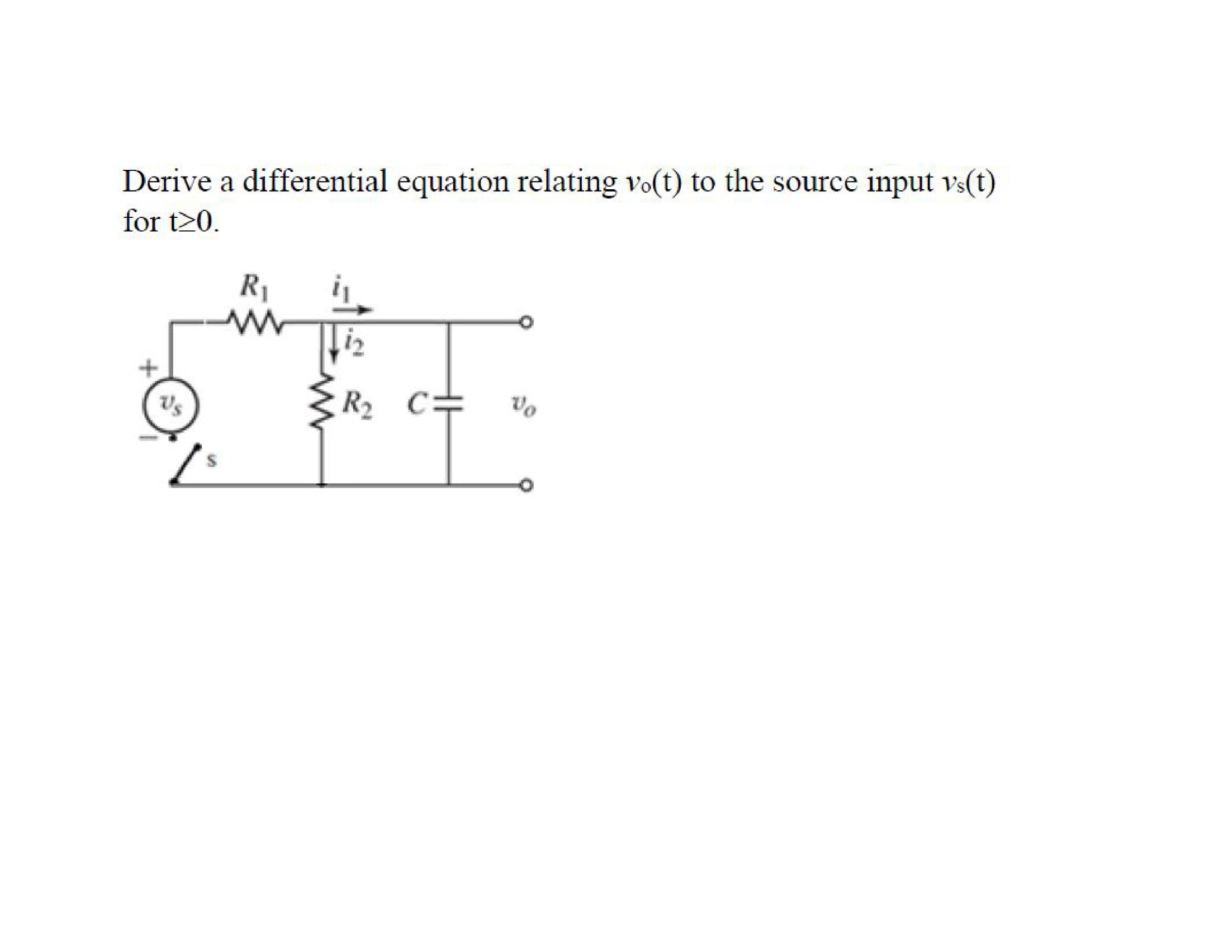 Solved Derive a differential equation relating Vo(t) to the | Chegg.com