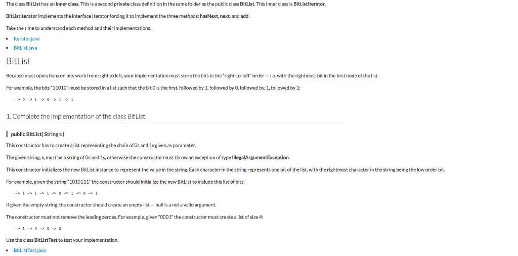 Solved The class BitList has an inner class. This is a | Chegg.com