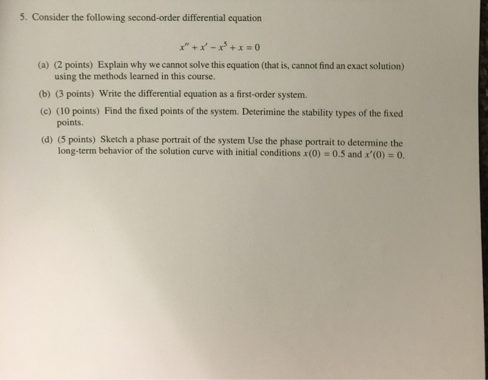 Solved Consider the following second- order differential | Chegg.com