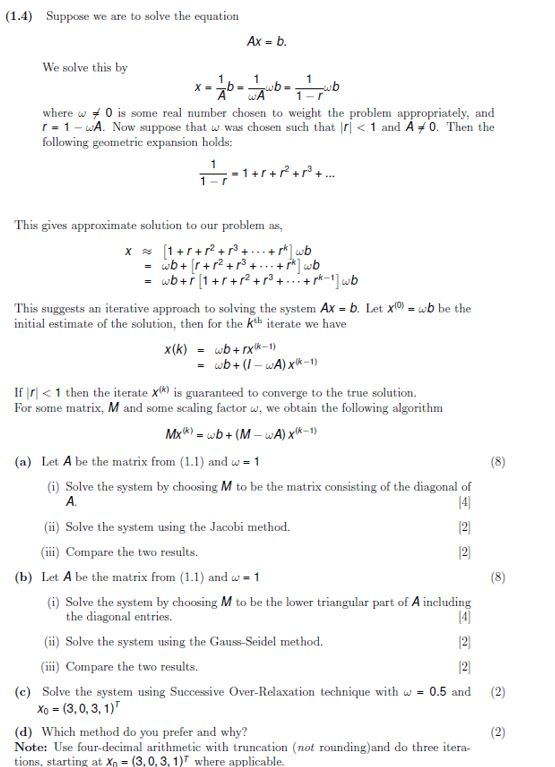(1.4) Suppose we are to solve the equation Ax-b. We | Chegg.com