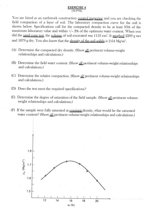 Solved You are hired as an earthwork construction control | Chegg.com