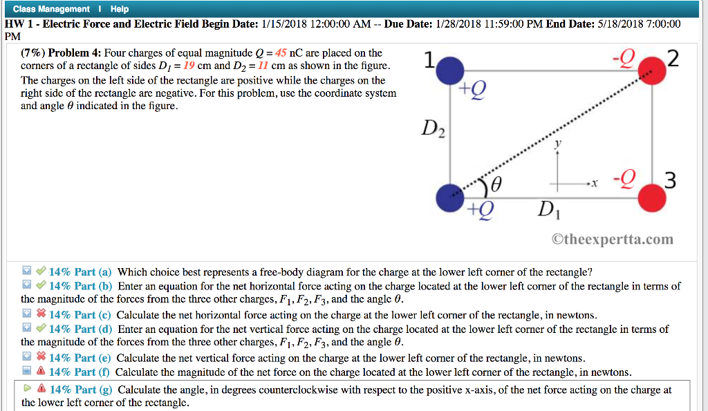 Solved Class Management Help HW 1 - Electric Force and | Chegg.com