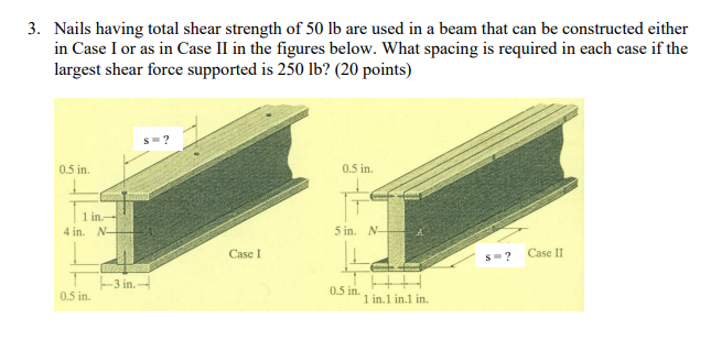 Solved 3. Nails having total shear strength of 50 lb are | Chegg.com