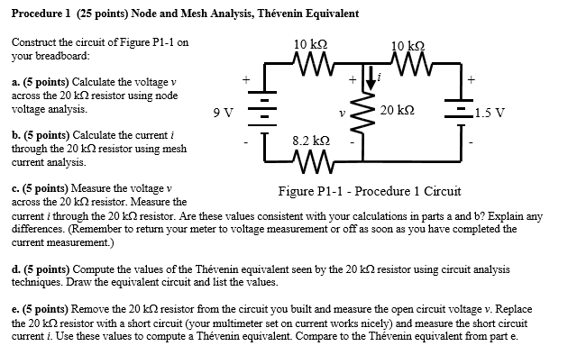 Solved Node and Mesh Analysis, Thevenin Equivalent Construct | Chegg.com