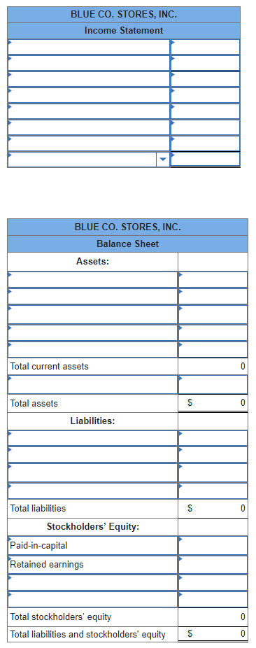 Solved The transactions relating to the formation of Blue | Chegg.com