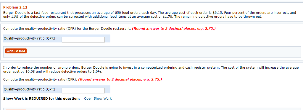 Solved Burger Doodle is a fast-food restaurant that | Chegg.com