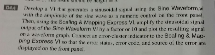 Develop a VI that generates a sinusoidal signal using | Chegg.com