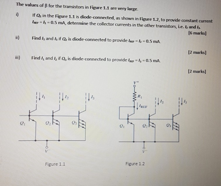 Solved The Values Of B For The Transistors In Figure 1 1 Are