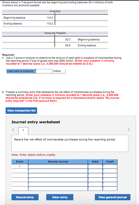Solved Shown below in T-account format are the beginning and | Chegg.com