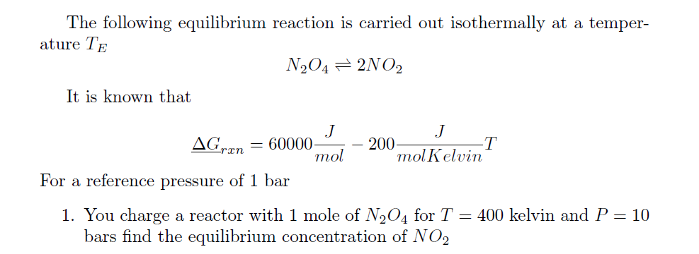 Solved The following equilibrium reaction is carried out | Chegg.com