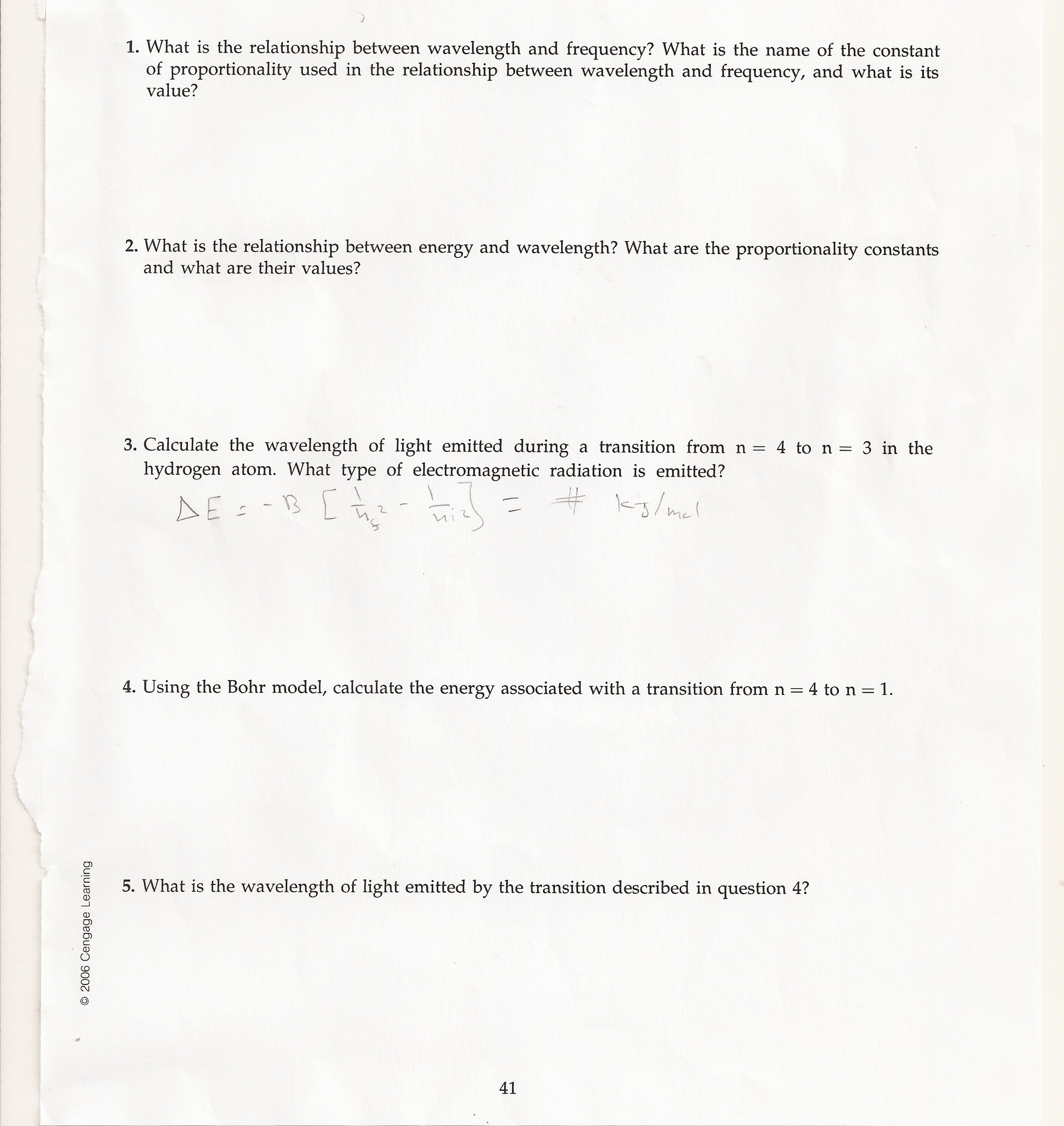 Solved 1. What is the relationship between wavelength and | Chegg.com