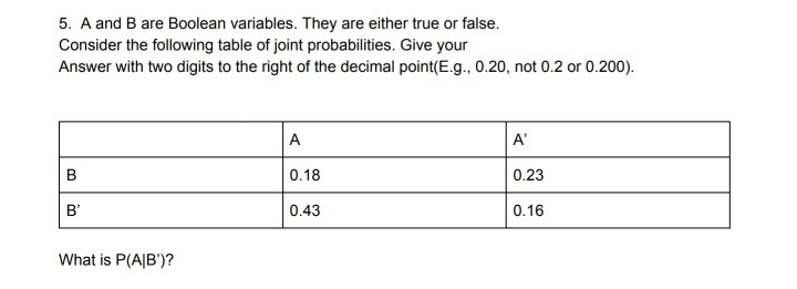 Solved 5. A and B are Boolean variables. They are either | Chegg.com