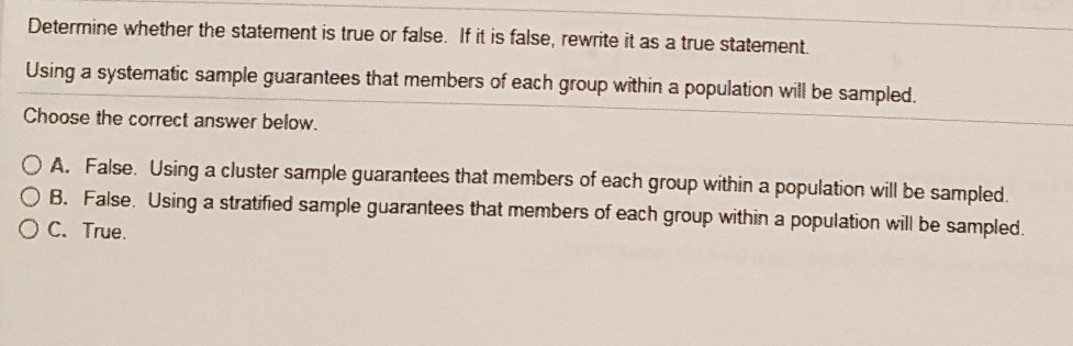 Solved Determine Whether The Statement Is True Or False If