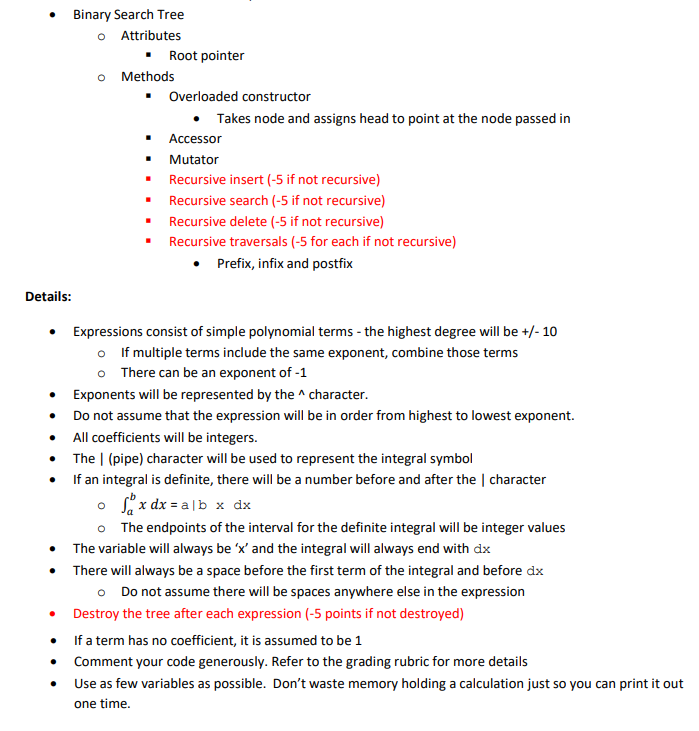 Objectives Create a binary search tree class in Java | Chegg.com