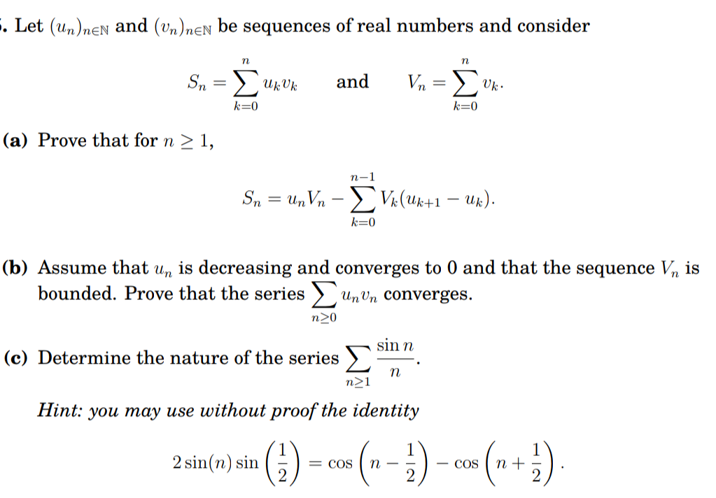 Solved . Let (un)nEN and (vm)nEN be sequences of real | Chegg.com
