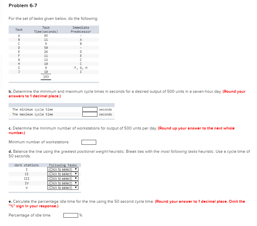 Solved Problem 6-7 For the set of tasks given below, do the | Chegg.com