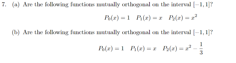 Solved (a) Are the following functions mutually orthogonal | Chegg.com