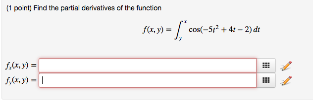 Solved (1 point) Find the partial derivatives of the | Chegg.com