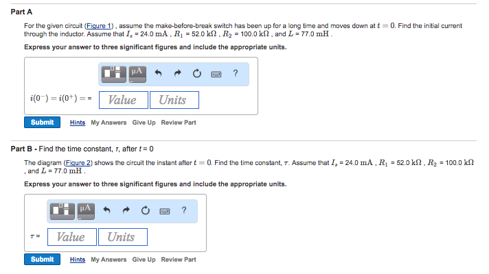 Solved Part A For the given circuit (Figure 1) , assume | Chegg.com