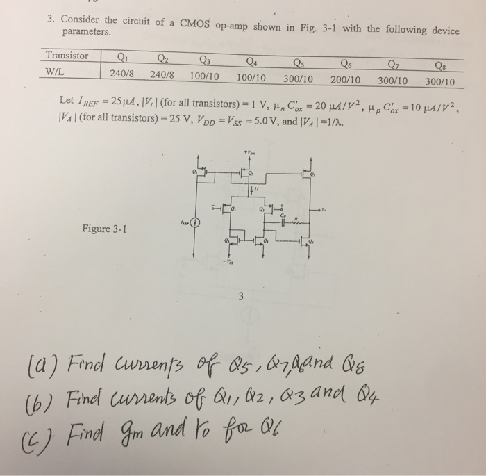 Consider the circuit of a CMOS op-amp shown in Fig. | Chegg.com