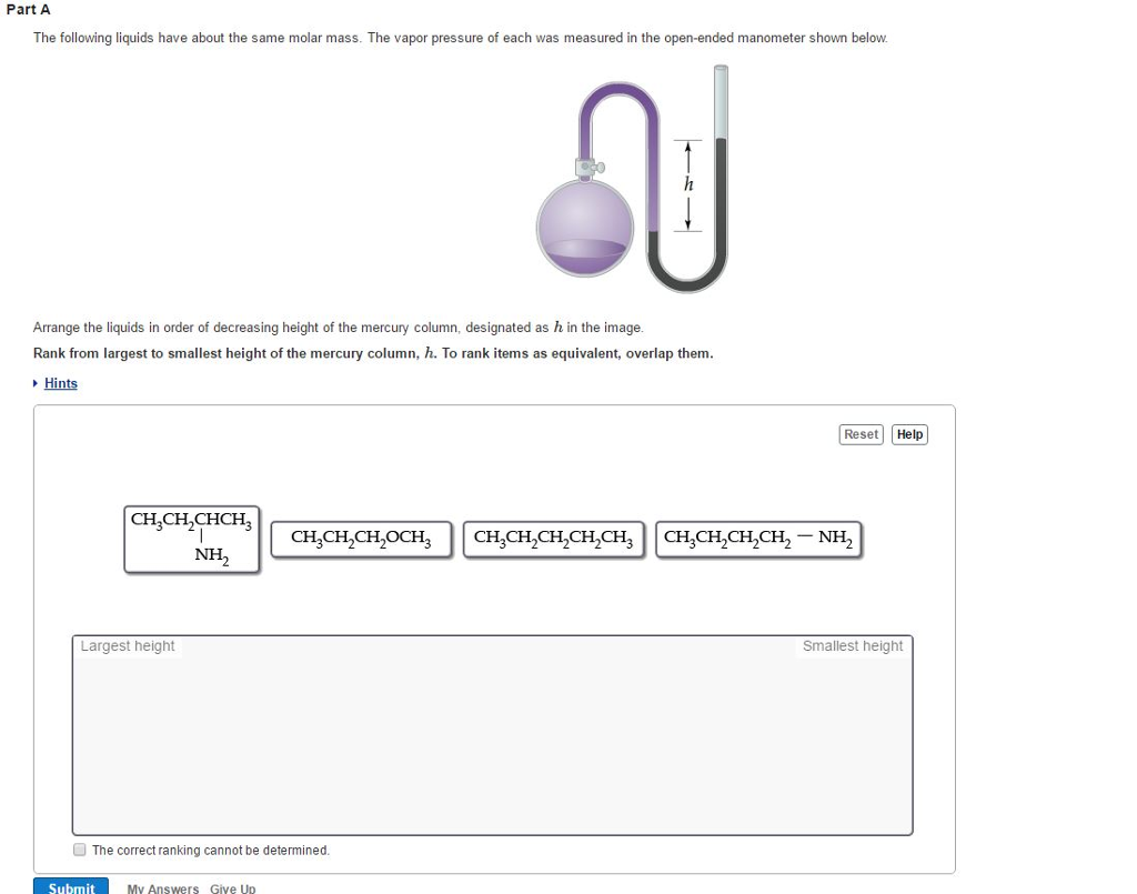 Solved Part A The following liquids have about the same | Chegg.com