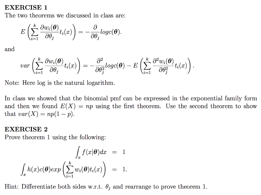 Solved EXERCISE 1 The two theorems we discussed in class | Chegg.com