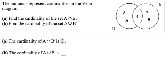 Solved The numerals represent cardinalities in the Venn | Chegg.com