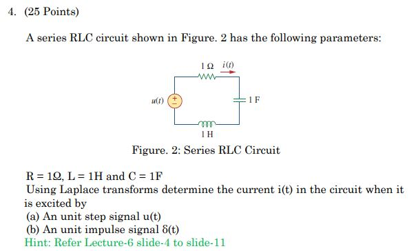 Solved 4. (25 Points) A series RLC circuit shown in Figure. | Chegg.com
