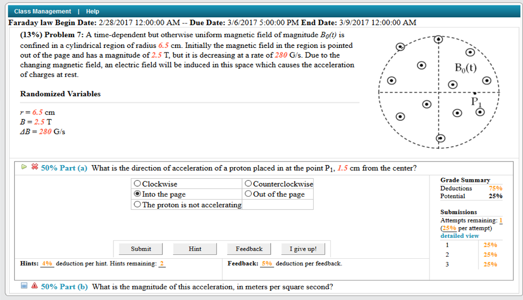 Solved Class Management I Help Faraday law Begin Date: | Chegg.com