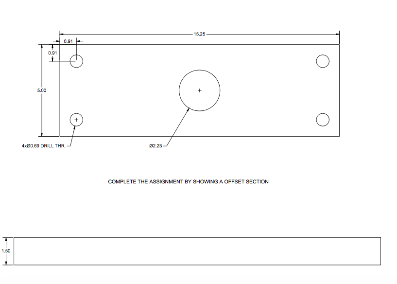 Solved Draw the offset section view of the model in the | Chegg.com
