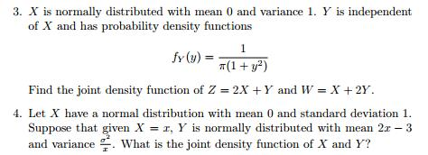 3. X is normally distributed with mean 0 and variance | Chegg.com