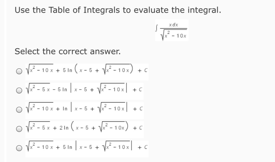 Solved Use the Table of Integrals to evaluate the integral. | Chegg.com
