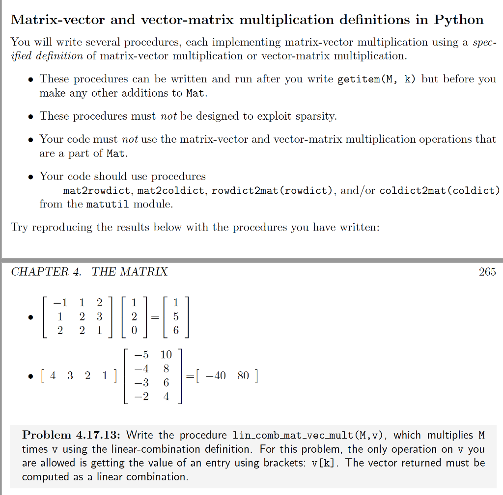Matrix-vector and vector-matrix multiplication | Chegg.com