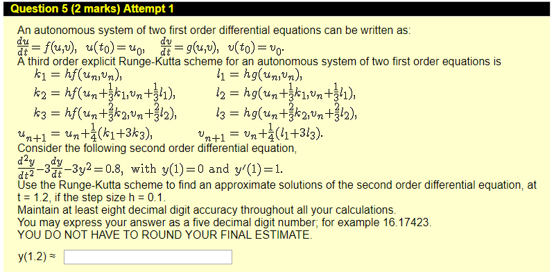 Solved Question 5 (2 marks) Attempt 1 An autonomous system | Chegg.com