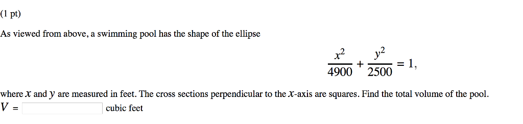 Solved (1 pt) As viewed from above, a swimming pool has the | Chegg.com