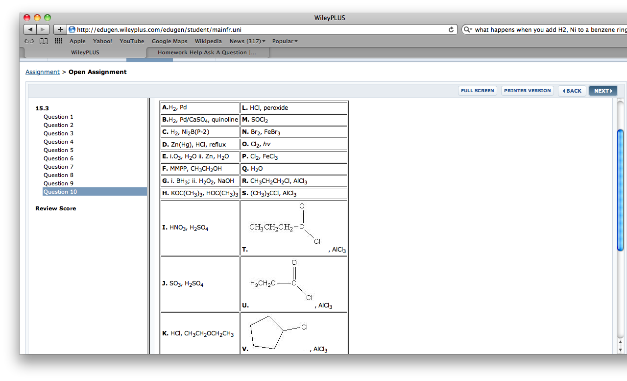 Solved Using the reagents below, list in order (by letter, | Chegg.com