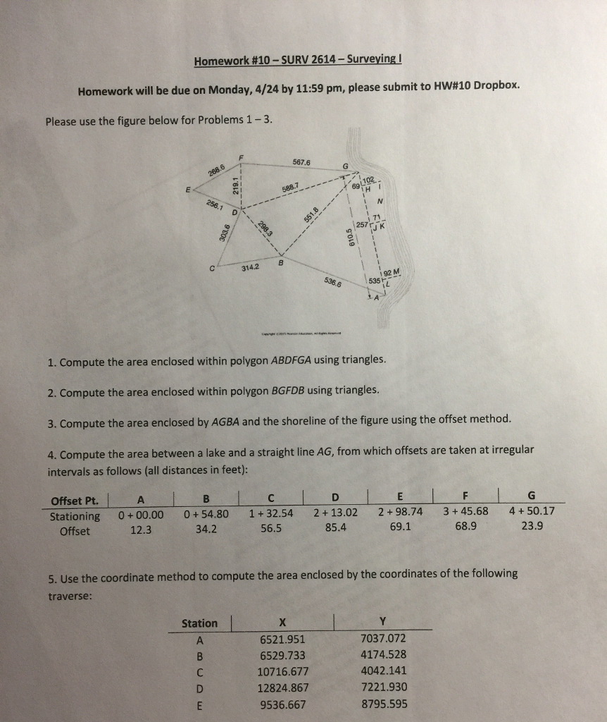 Solved Compute the area enclosed within polygon ABDFGA | Chegg.com