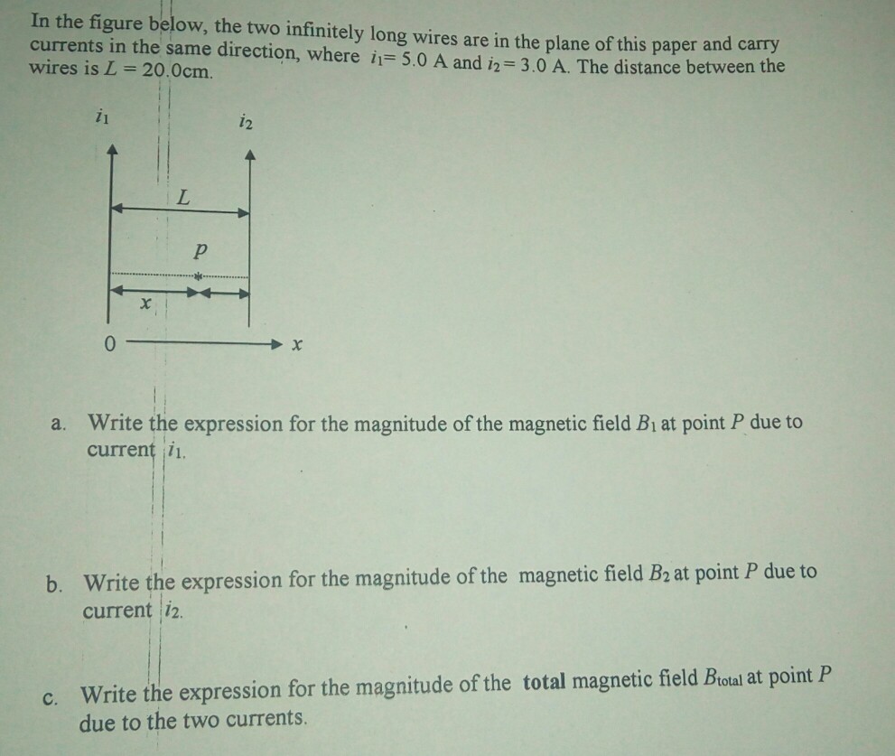 Solved In the figure below, the two infinitely long wires | Chegg.com