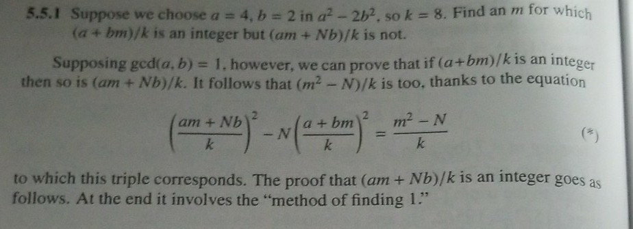 Solved 5.5.1 Suppose we choose a = 4, b-2 in a2-2b2, so k = | Chegg.com