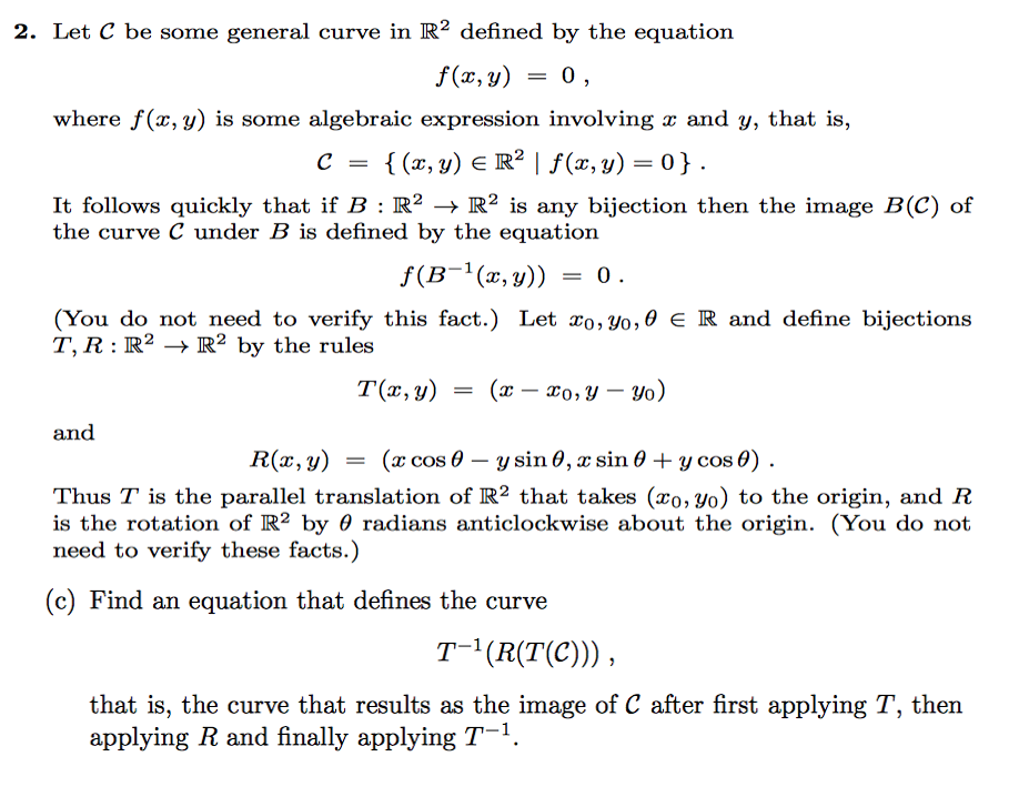 Solved 2. Let C be some general curve in R2 defined by the | Chegg.com