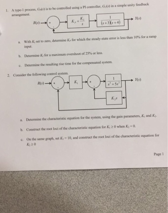 A type-1 process, G_p(s) is to be controlled using a | Chegg.com