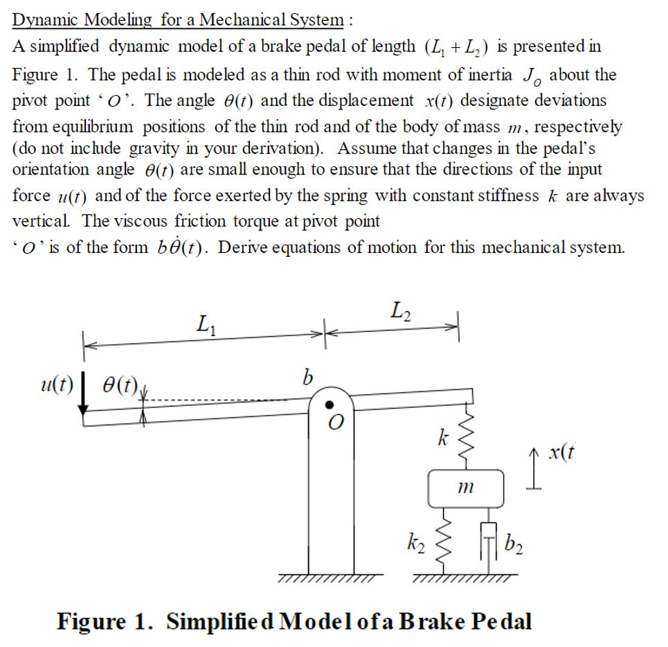 Solved Dynamic Modeling for a Mechanical System A simplified | Chegg.com