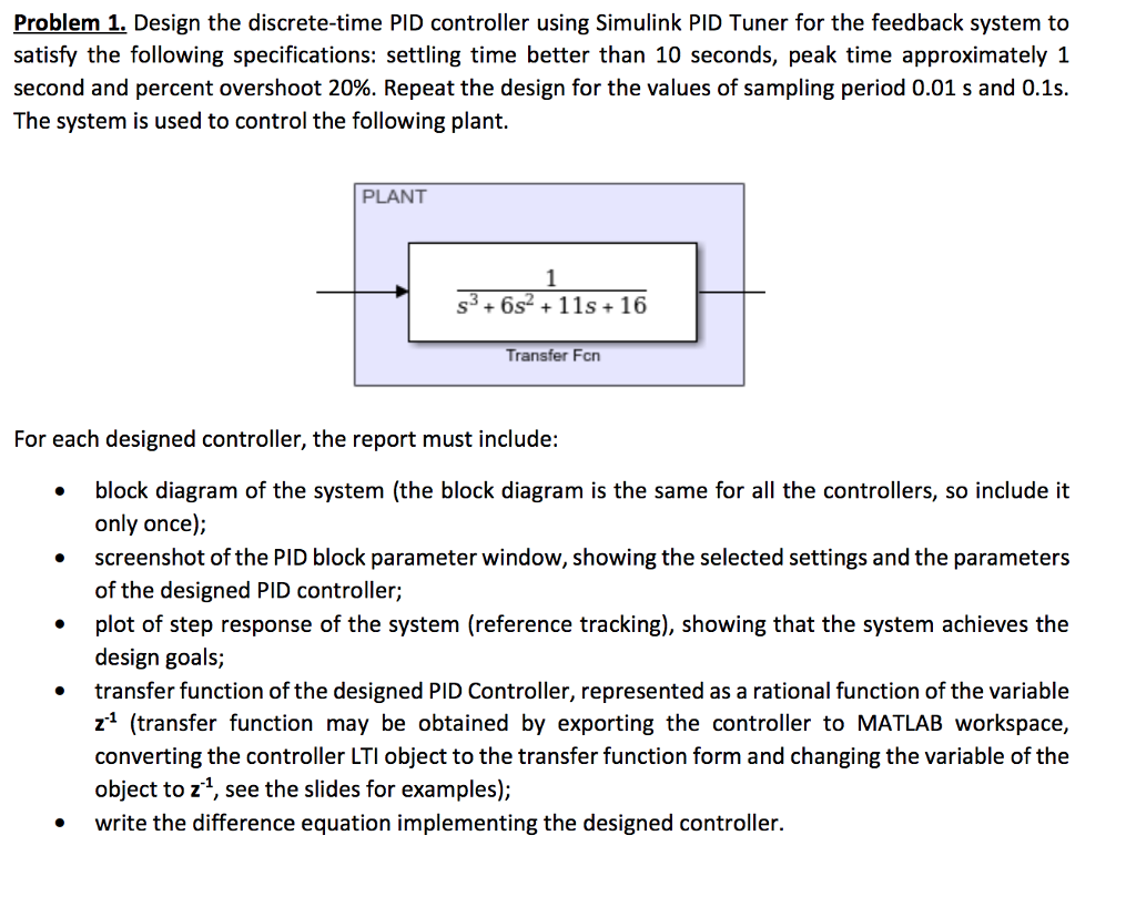 Problem 1. Design the discrete-time PID controller | Chegg.com