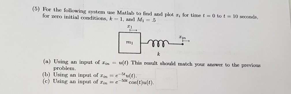 For the following system use Matlab to find and plot | Chegg.com