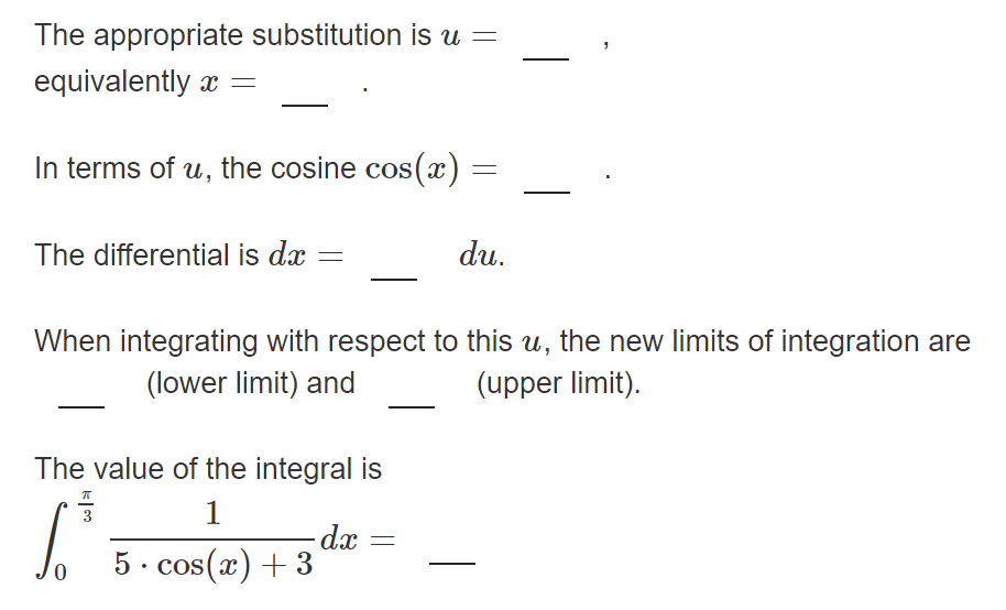 Solved Use an appropriate substitution to find the value of | Chegg.com