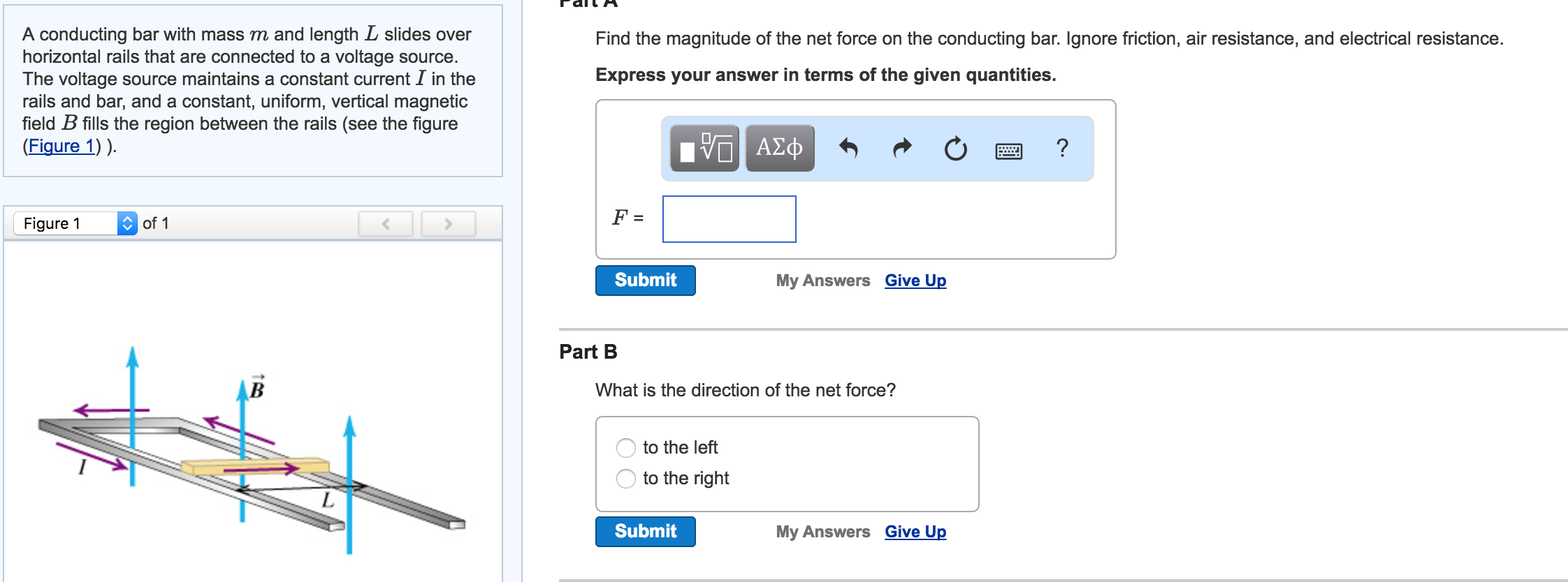 Solved A conducting bar with mass m and length L slides over | Chegg.com