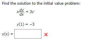 Solved Find the solution to the initial value problem: dy dx | Chegg.com